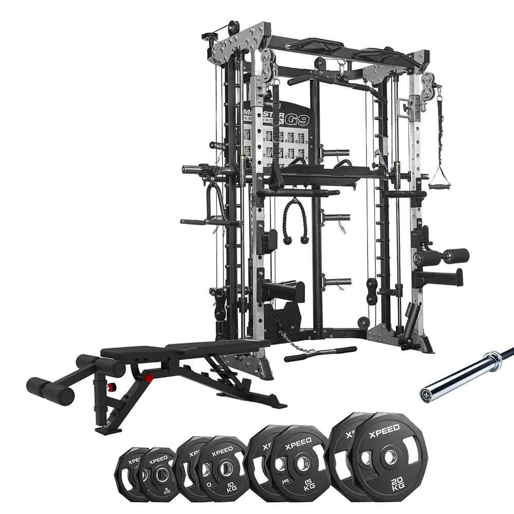 Force USA G9 All-In-One Functional Trainer + Bench + 100kg Olympic Pla ...